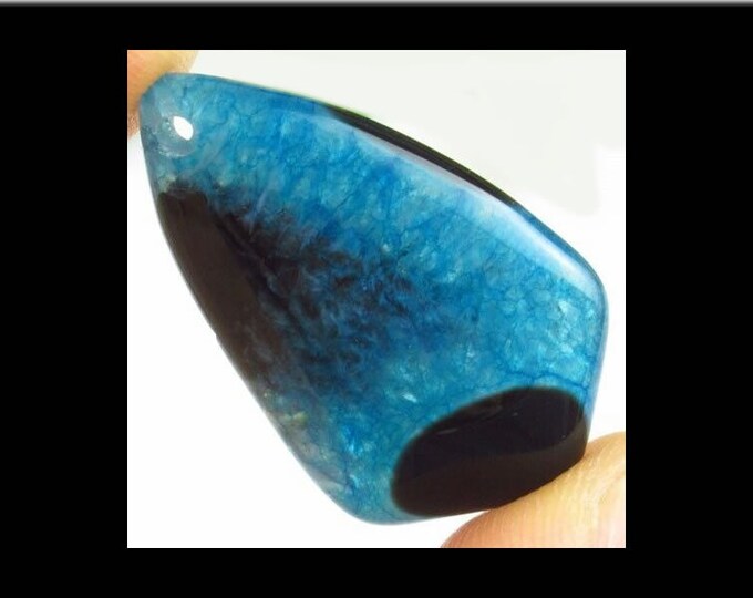 Onyx Agate 32mm X 20mm X 6mm Triangle Black Blue Drusy Druzy Focal ...
