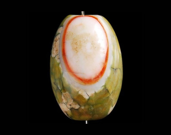 Banded Fire Agate 20mm X 15mm Loose Bead Drum Barrel Column Green Gold ...
