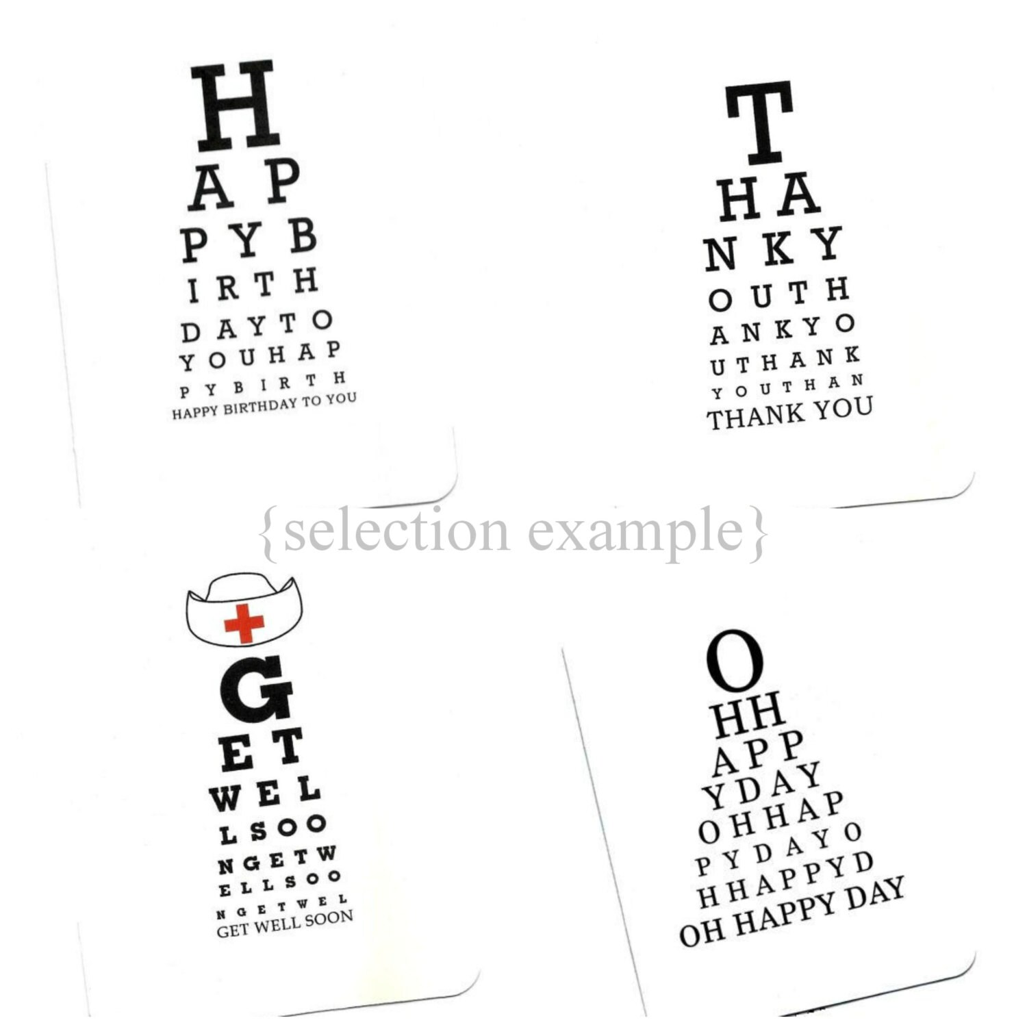 Eye Chart Cards.art Cards.any 4 Cards.mix and Match.eye Chart.eye Exam ...