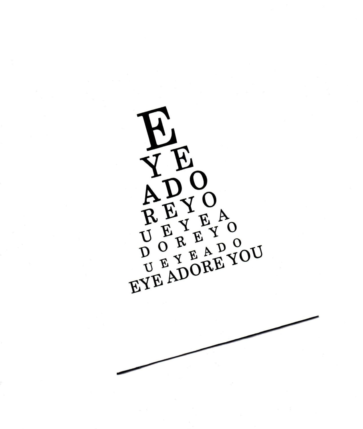 Love.lovers. Eye Adore You.eye Chart.card.valentines Day Card.paper ...