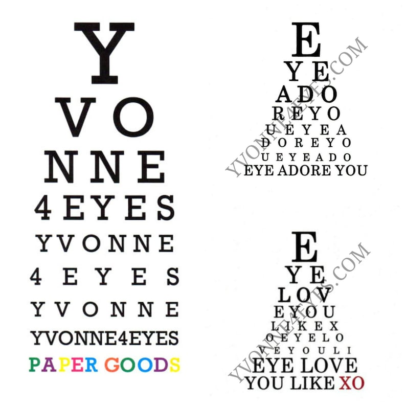 Love.lovers. Eye Adore You.eye Chart.card.valentines Day Card.paper ...
