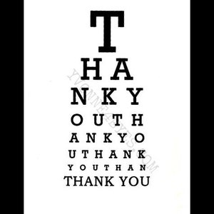 Eye Chart Card.thank You.eye Chart.eye Chart Card.paper Goods.eye Exam ...