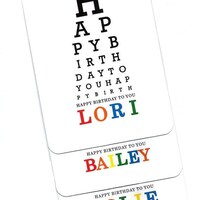 Eye Chart Card.happy Birthday.eye Chart.custom.name.paper Goods.eye ...