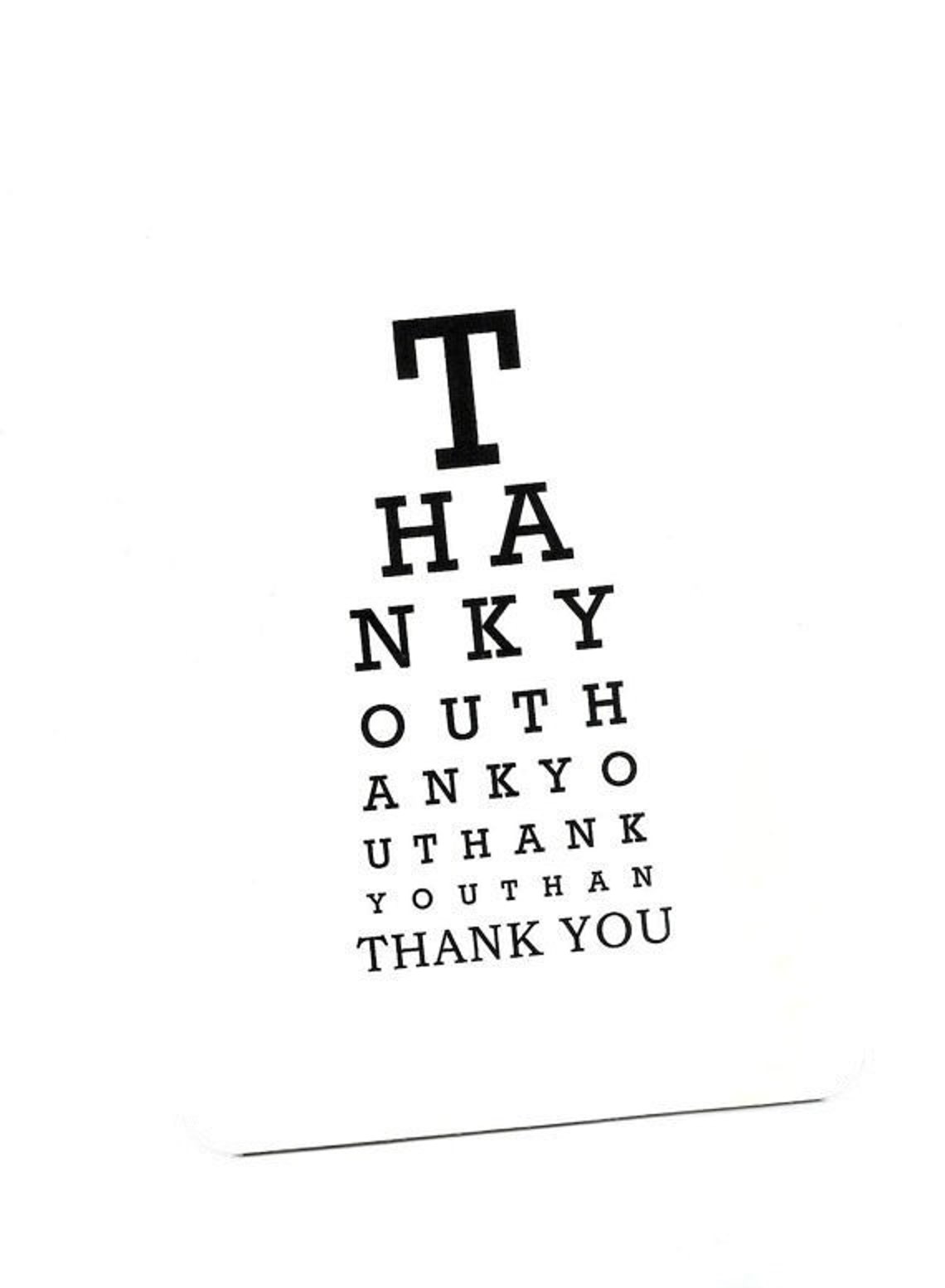 Eye Chart Card.thank You.eye Chart.eye Chart Card.paper Goods.eye Exam ...