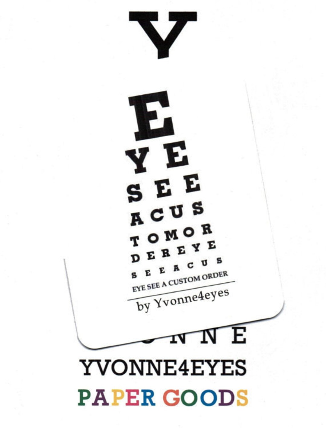 Eye Chart Card.custom Eye Chart Card.eye Chart.paper Goods.eye Exam ...