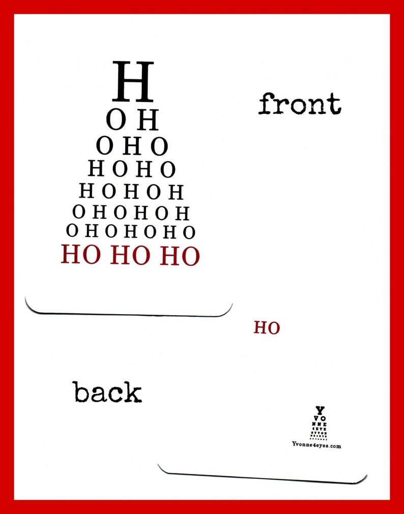 Christmas.merry Christmas.eye Chart Card.ho Ho Ho.holiday.paper Goods ...