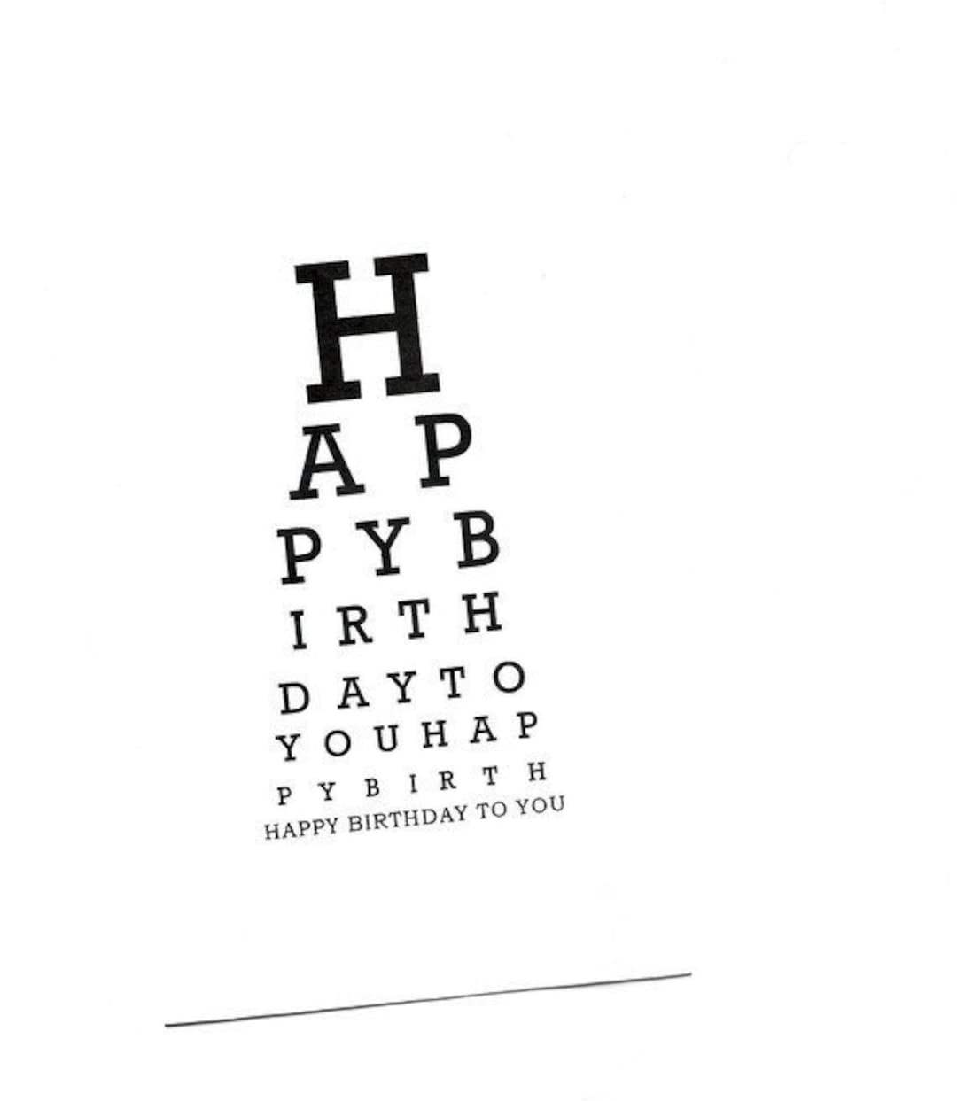 Eye Chart Card.happy Birthday.eye Chart.eye Chart Card.paper Goods.eye ...