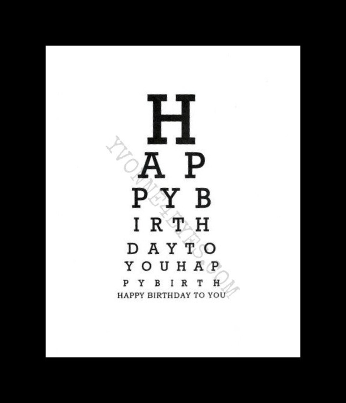 Eye Chart Card.happy Birthday.eye Chart.eye Chart Card.paper Goods.eye ...
