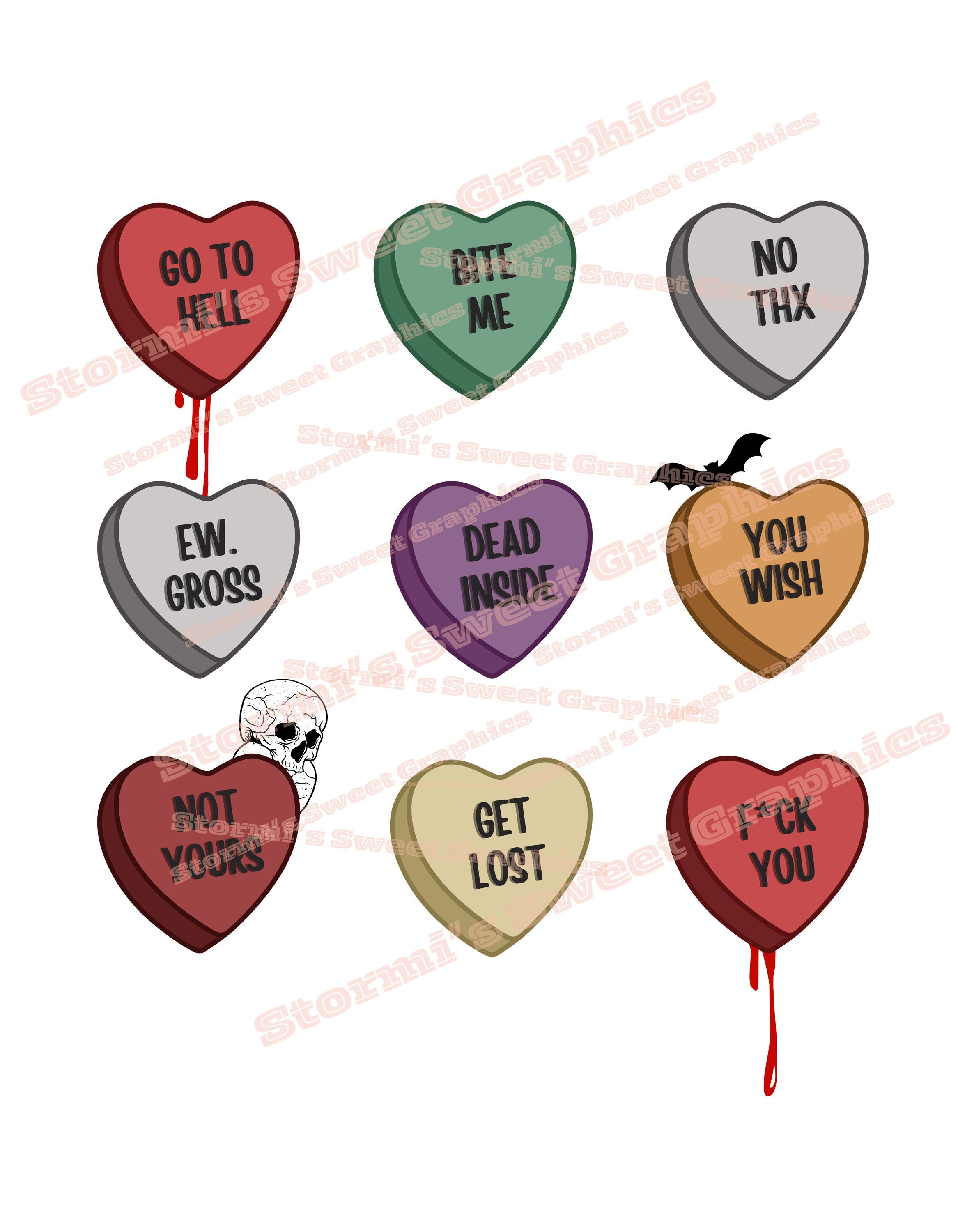 Horror Candy Hearts Digital Download, Horror Themed Candy Hearts ...