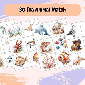 30-sea Animals Matching Game for Kids, Matching Activity, Montessori ...