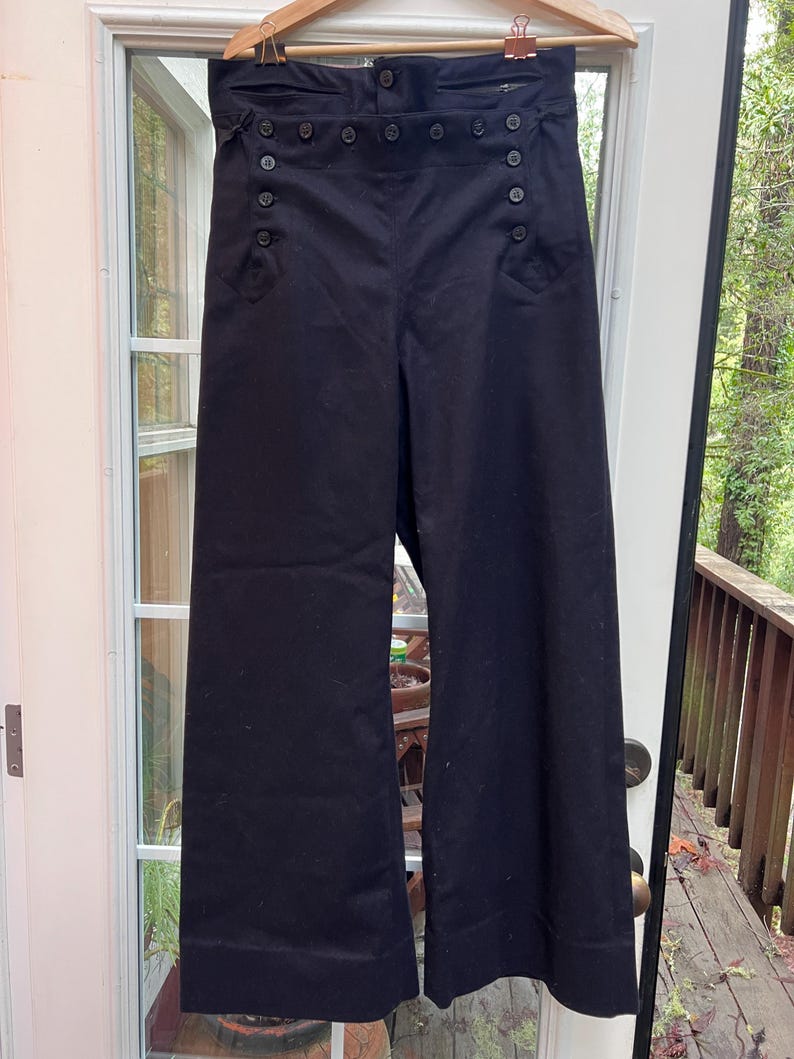Authentic Vintage 1940s Black Super High-waisted Sailor / Naval Pants ...