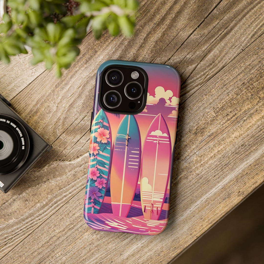 IPhone Case, Surfboard Beach Sunset Design, Trendy Teen Gift, Summer ...