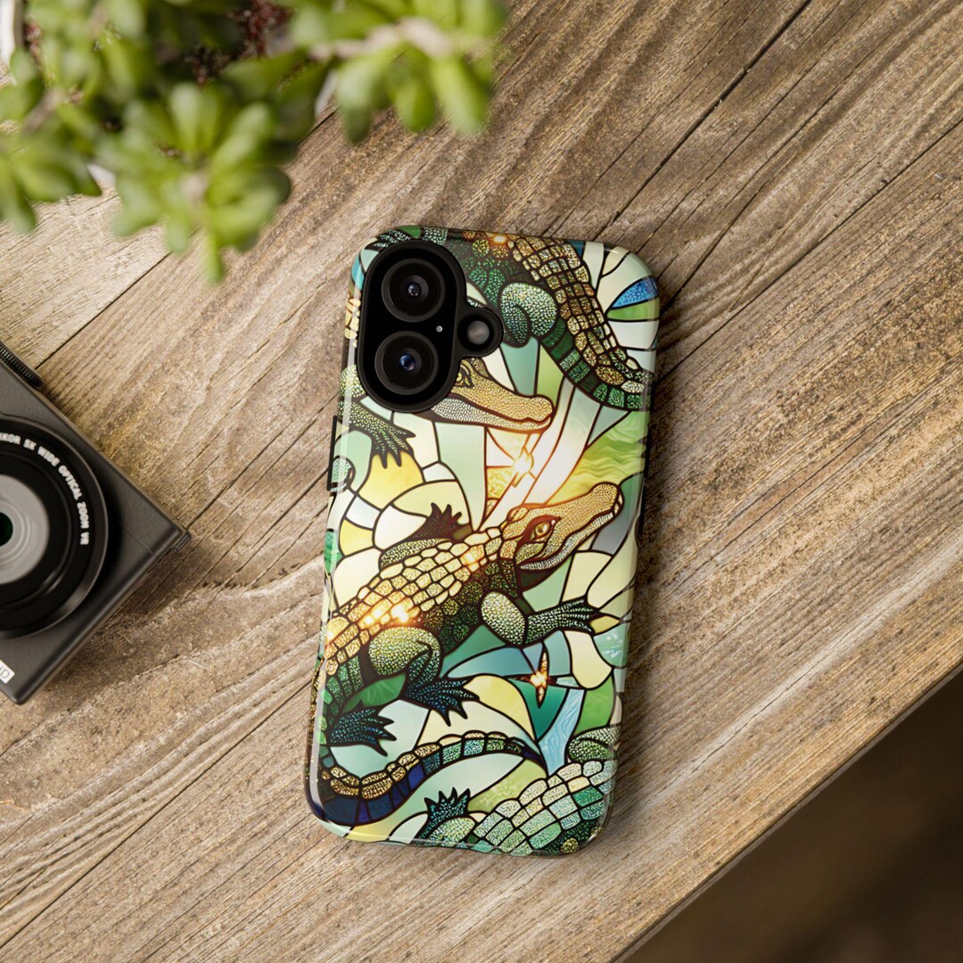IPhone Tough Case Stained Glass Effect With Alligators, Trendy Phone ...