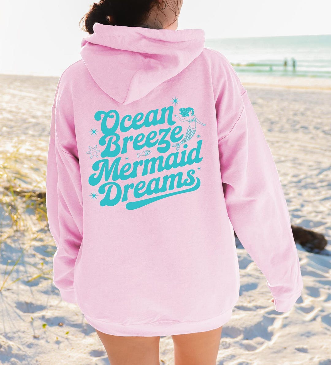 Mermaid Ocean Breeze Hoodie, Mermaid Aesthetic Sweatshirt, Trendy ...