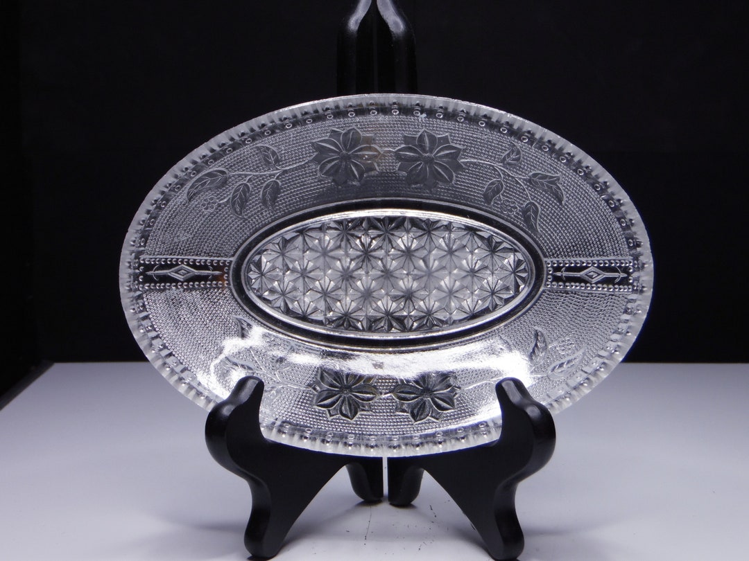 Stippled Primrose Glass Relish Dish - Canton Glass, 1880s - Etsy