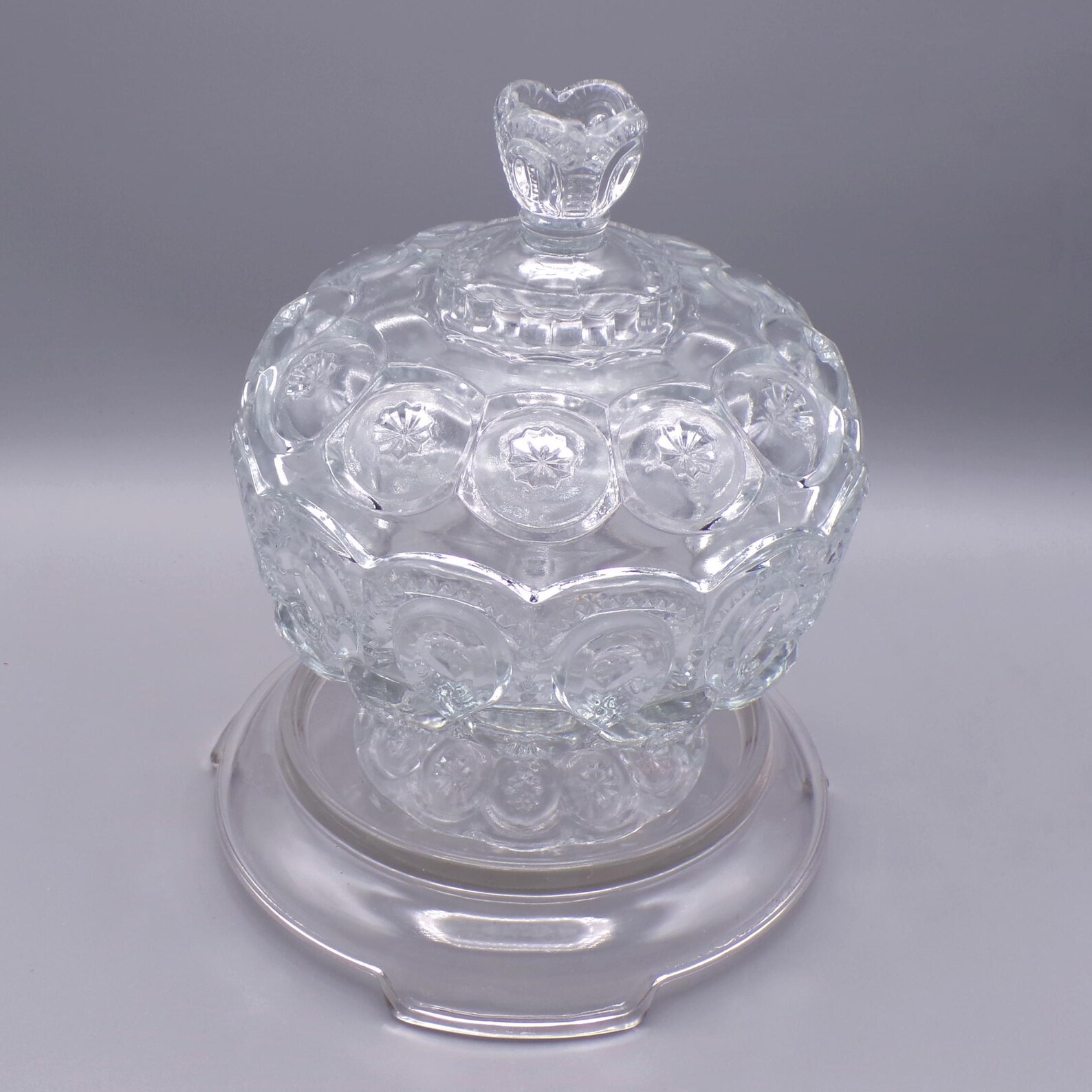 Vintage Glass Covered Compote, L G. Wright Glass Company, Moon and ...