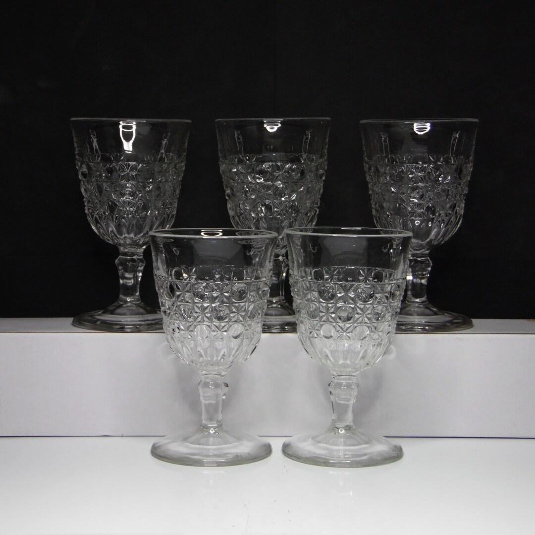 Early American Pressed Glass Water Goblets Co-operative Flint - Etsy