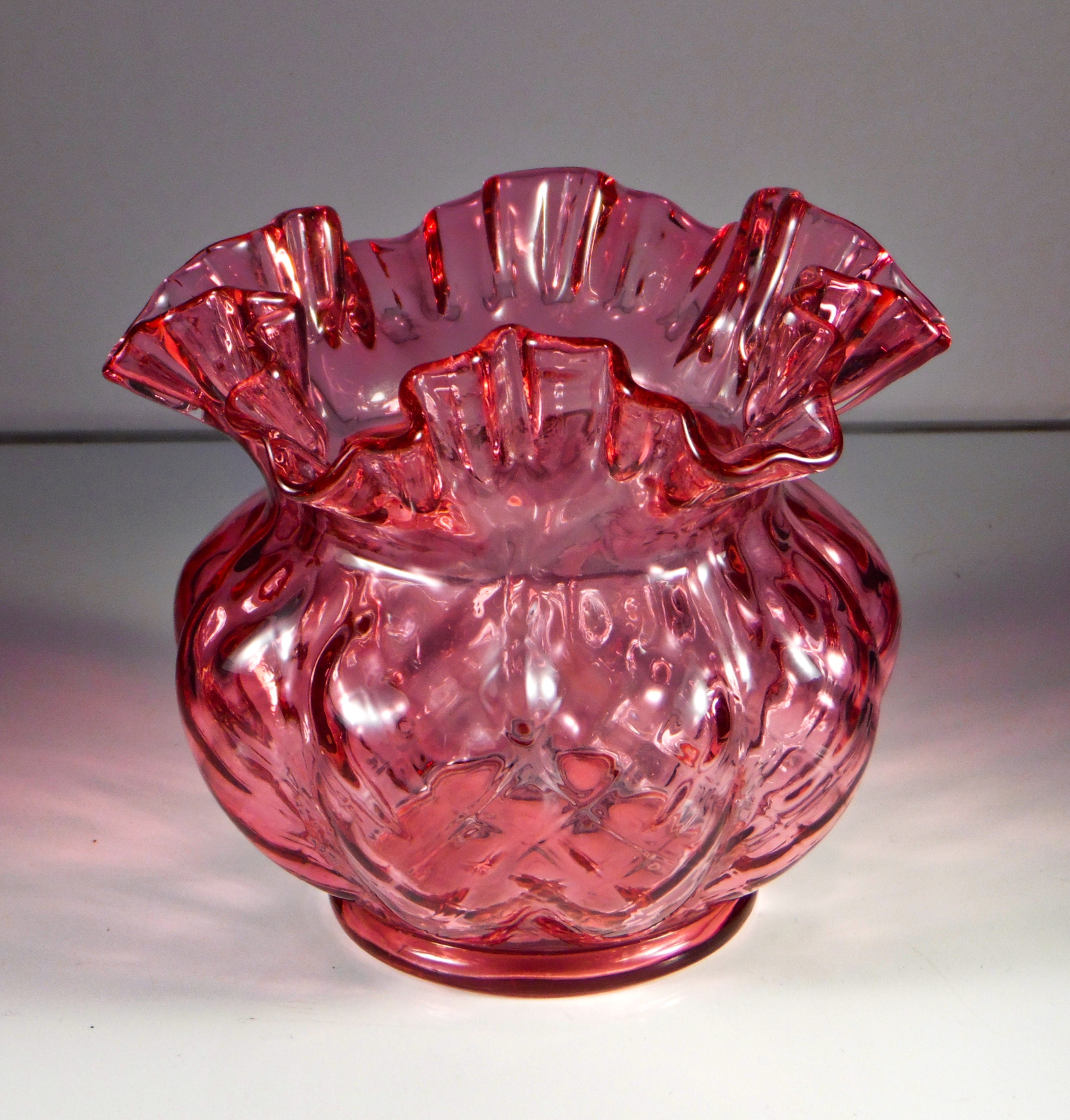 Vintage Art Glass Vase, Fenton Art Glass Company, Diamond Optic ...