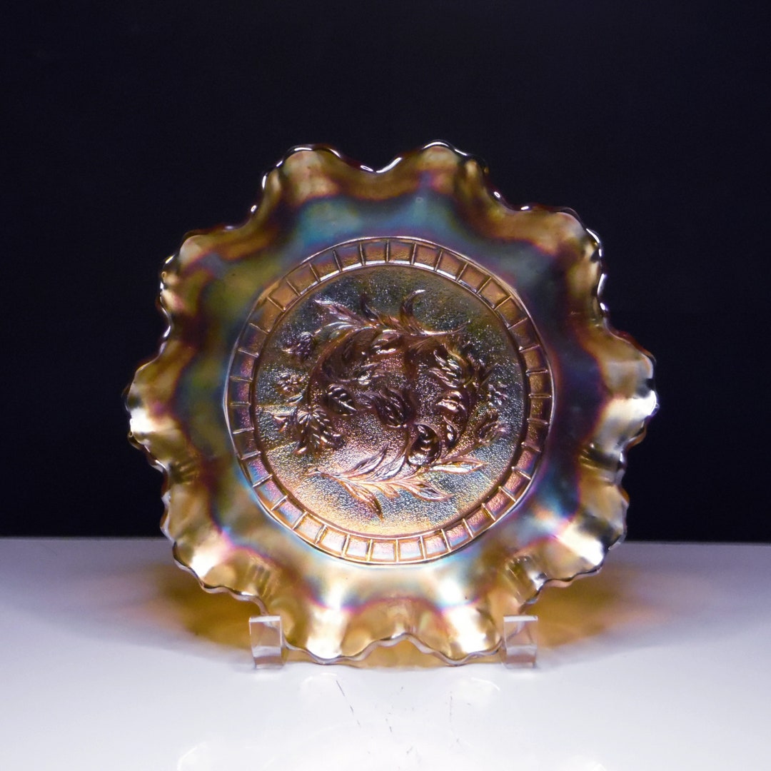 Carnival Glass Bowl, Diamond/dugan Glass Company, Windflower, Marigold ...