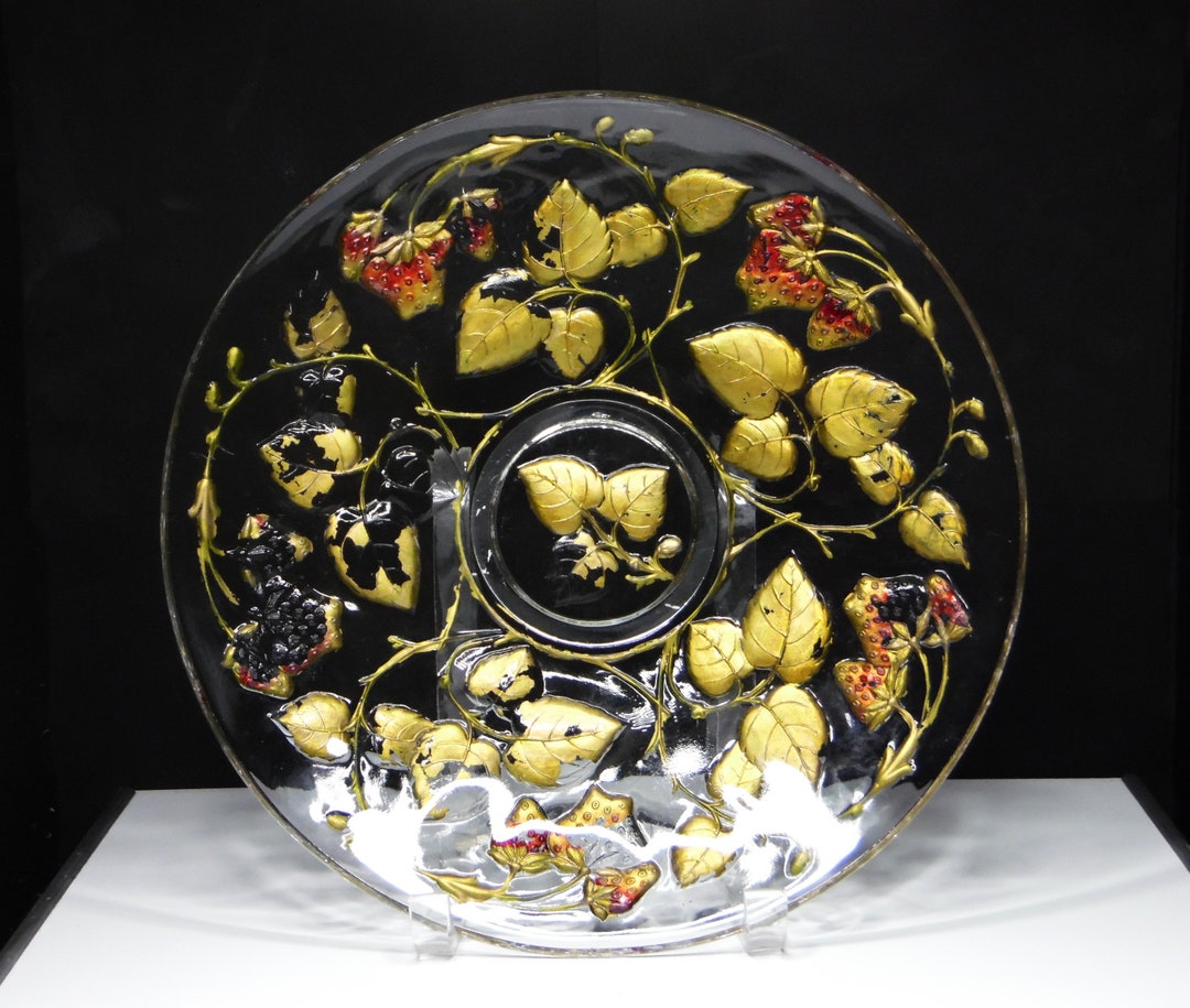 Goofus Glass Large Plate/platter; Dugan Glass Company, Intaglio Line ...