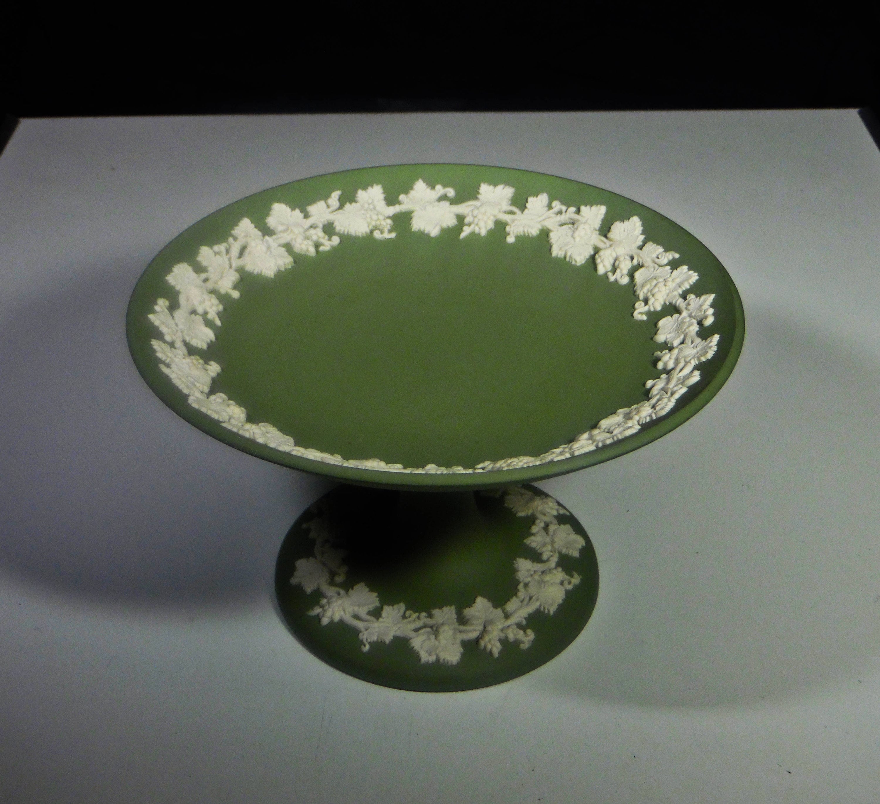 Pottery Compote, Wedgwood Pottery, England, Jasperware, Sage Green ...
