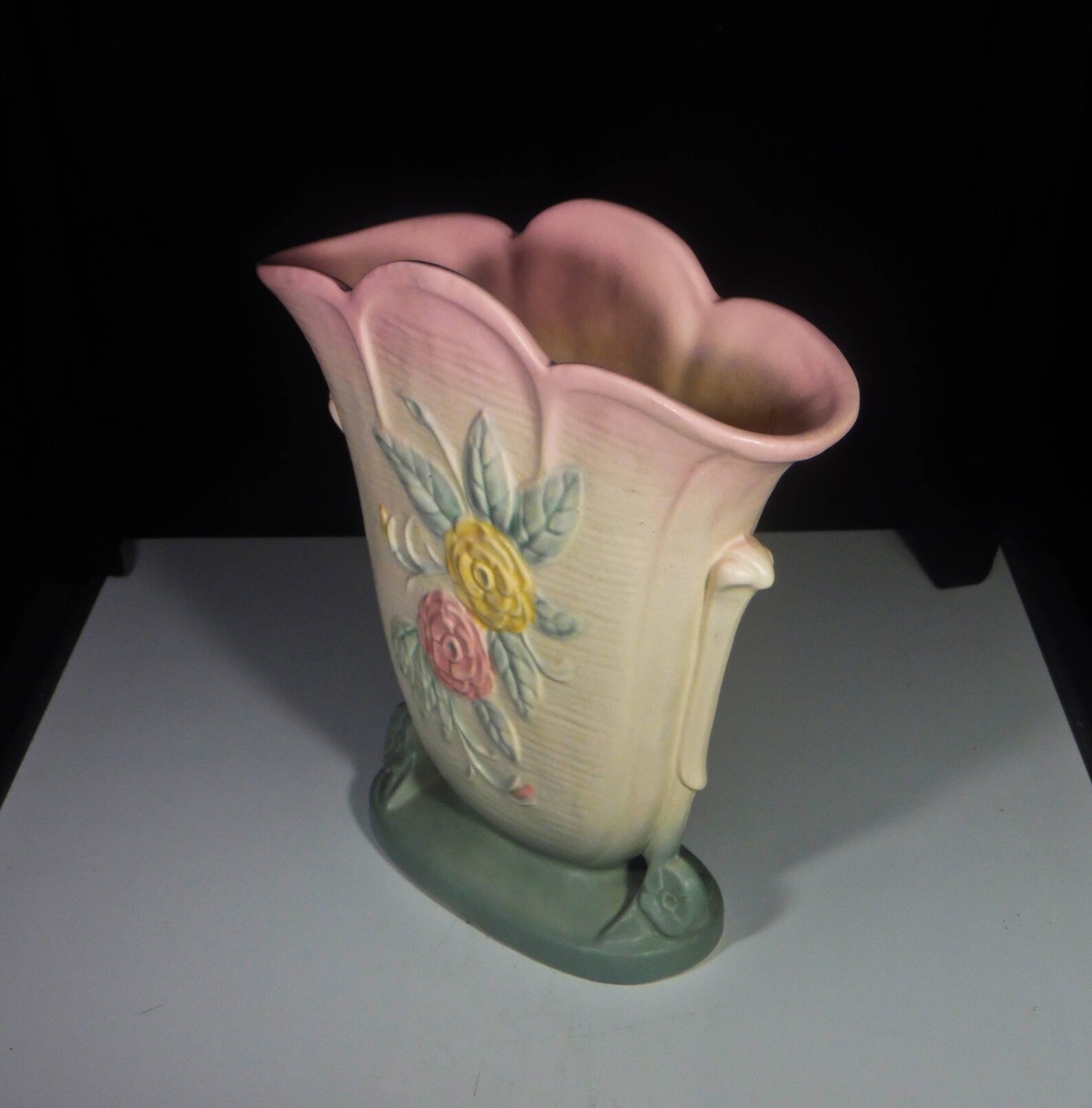 Pottery Vase Hull Art Pottery Open Rose camellia 143 - Etsy