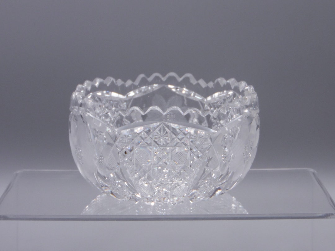 Libbey American Brilliant Cut Glass Finger Bowl: Harvard/daisy Pattern ...