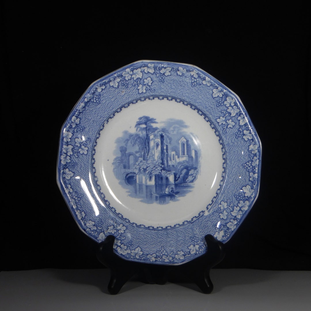 Pottery Salad/luncheon Plate, John Alcock, Cobridge, "priory", Blue ...