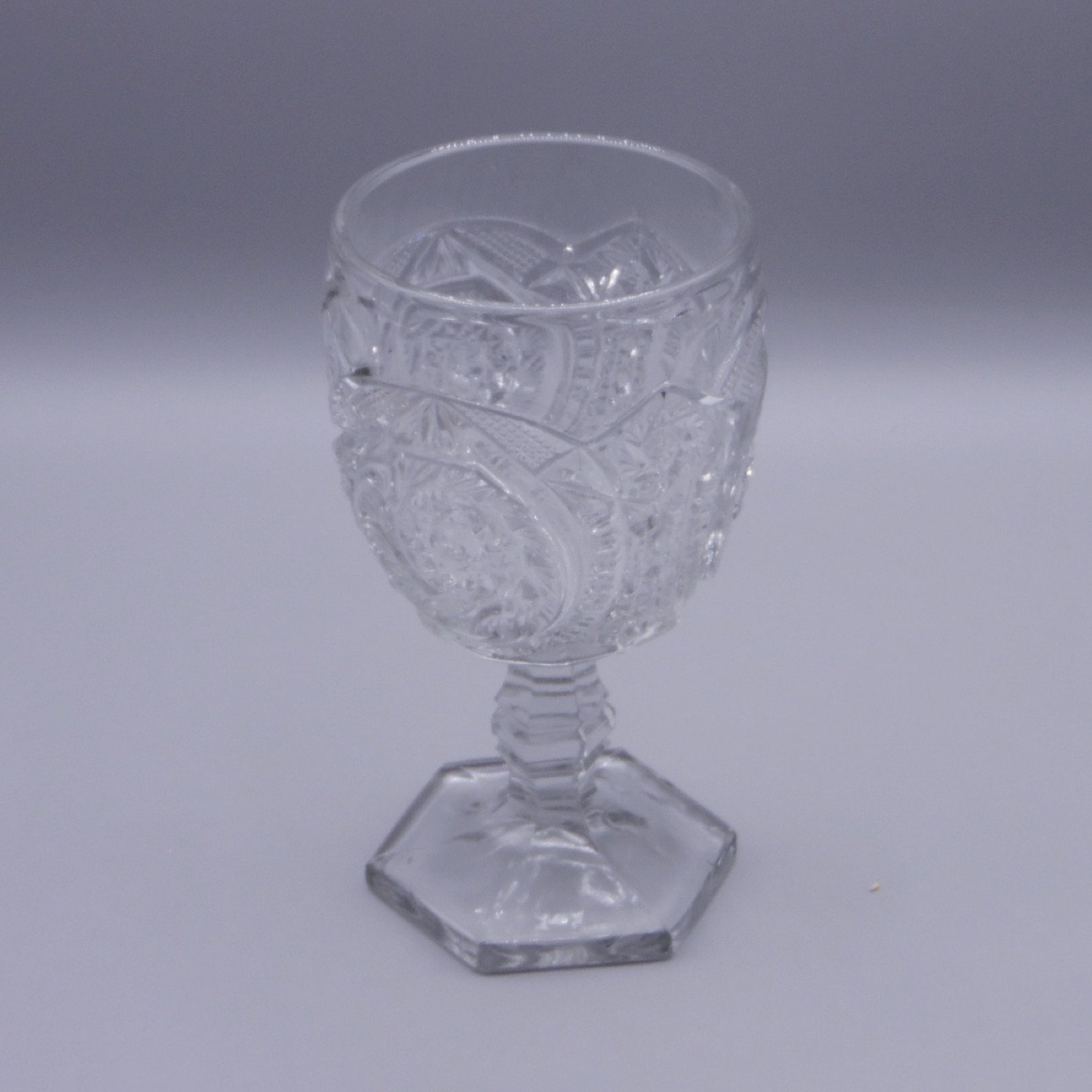 Comet Pressed Glass Water Goblet: Buzz Star Whirligig, 1907 - Etsy 日本
