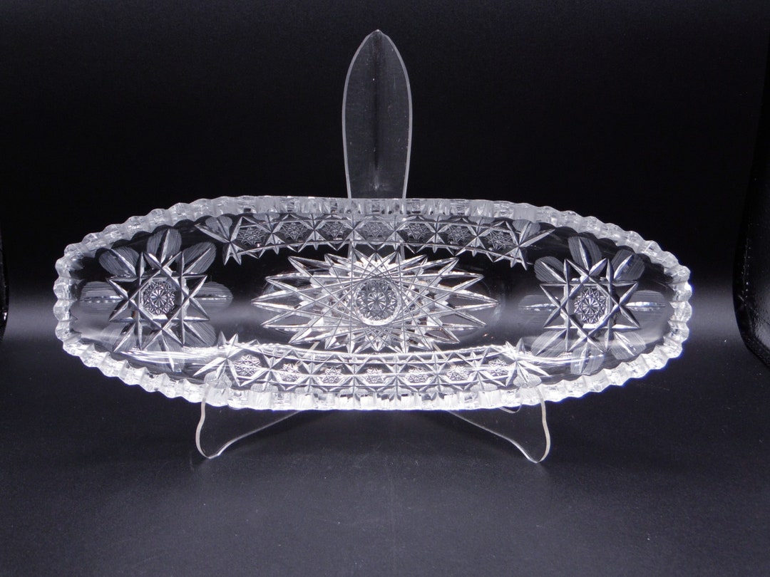 American Brilliant Period Cut Glass Celery Dish, Krantz, Smith and ...