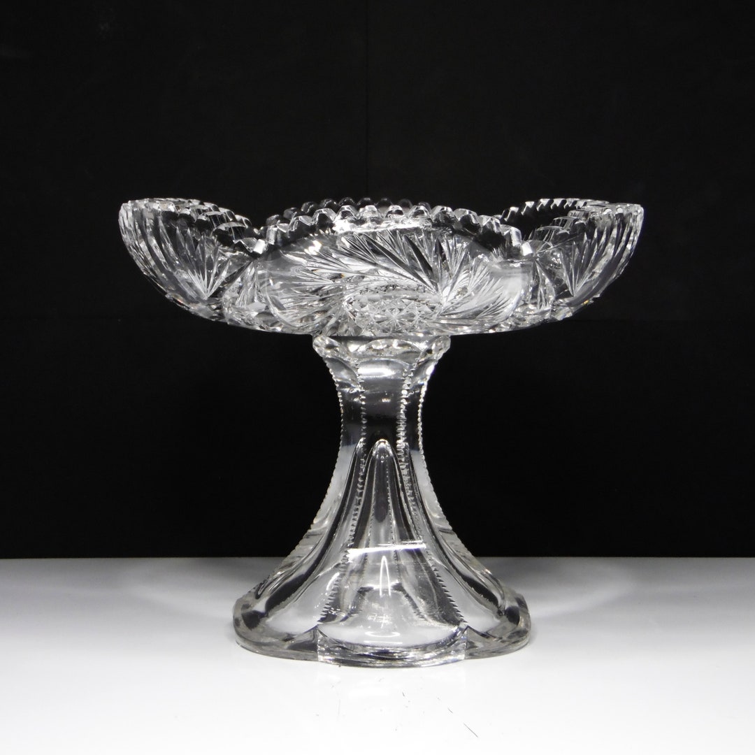 American Brilliant Period Cut Glass Compote, H C Fry Glass Company ...