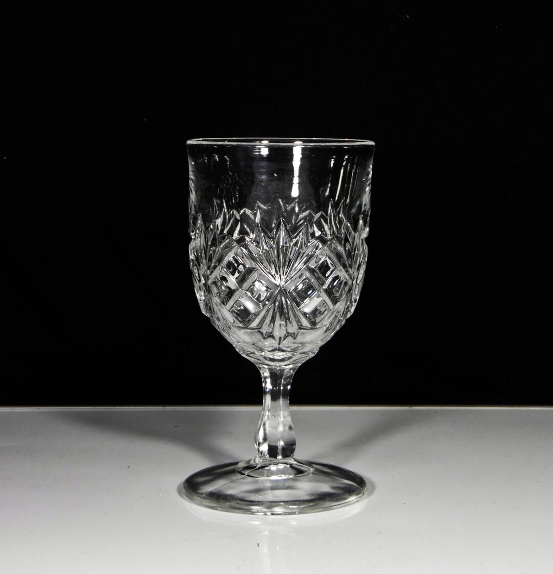 Early American Pressed Glass Water Goblet, Co-operative Flint Glass ...