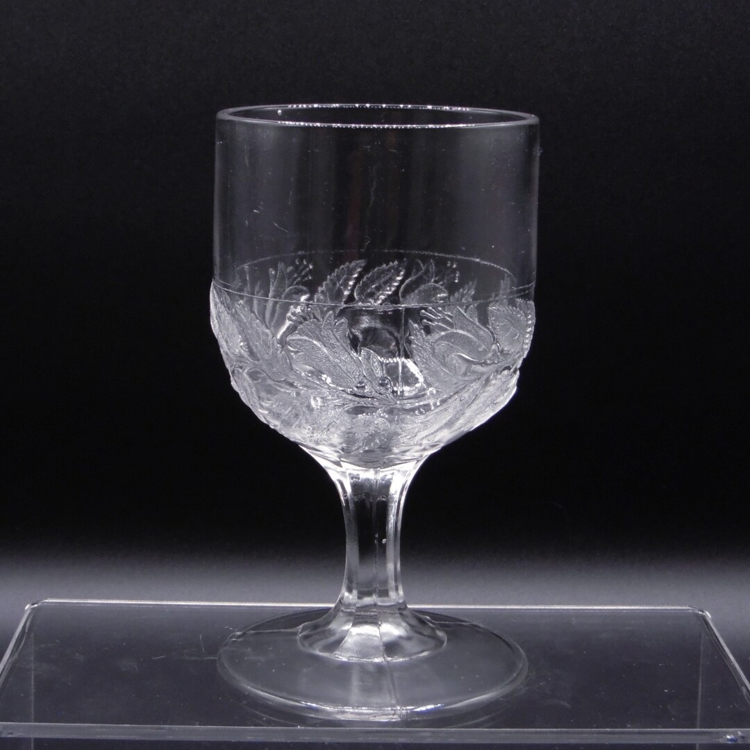 Early American Pressed Glass Water Goblet, Unknown Make4r, Fuchsia (aka ...