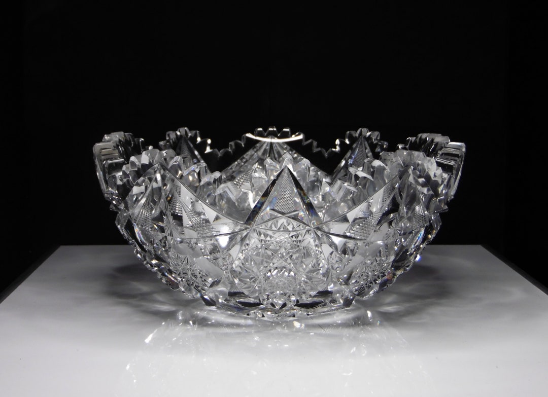 American Brilliant Period Cut Glass Bowl, Libbey Glass Company, Colonna ...