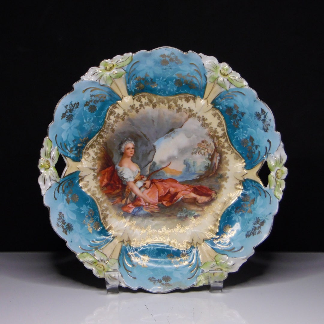 Porcelain Bowl, Royal Suhl, Germany, Lily Mold, Diana the Huntress ...
