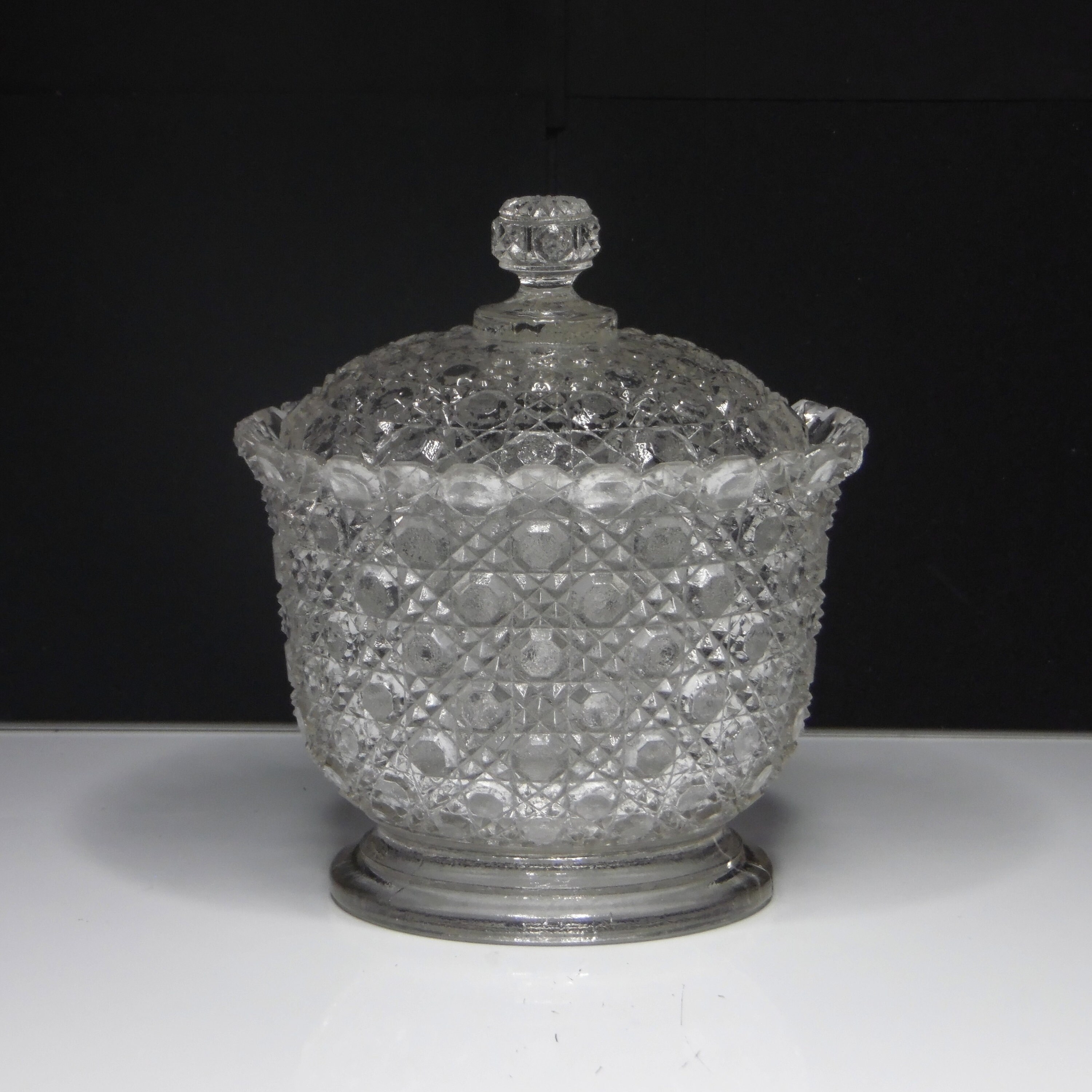 English Pressed Glass Sugar Bowl With Lid, George Davidson Glass ...