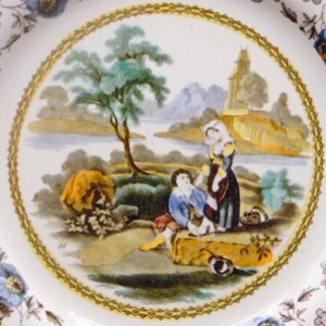 Faience Pottery Plate, Creil #24, Polychromatic 1815 - 1830 - Etsy