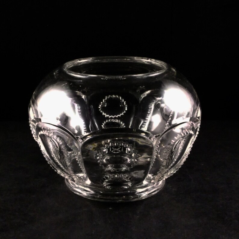 Early American Pressed Glass Rose Bowl Model Flint Glass Co Etsy