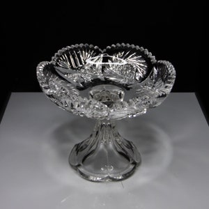 American Brilliant Period Cut Glass Compote, H C Fry Glass Company ...