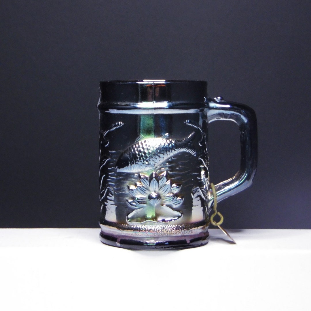Carnival Glass Mug, Dugan Glass Company, Fishermans Mug, Amethyst ...