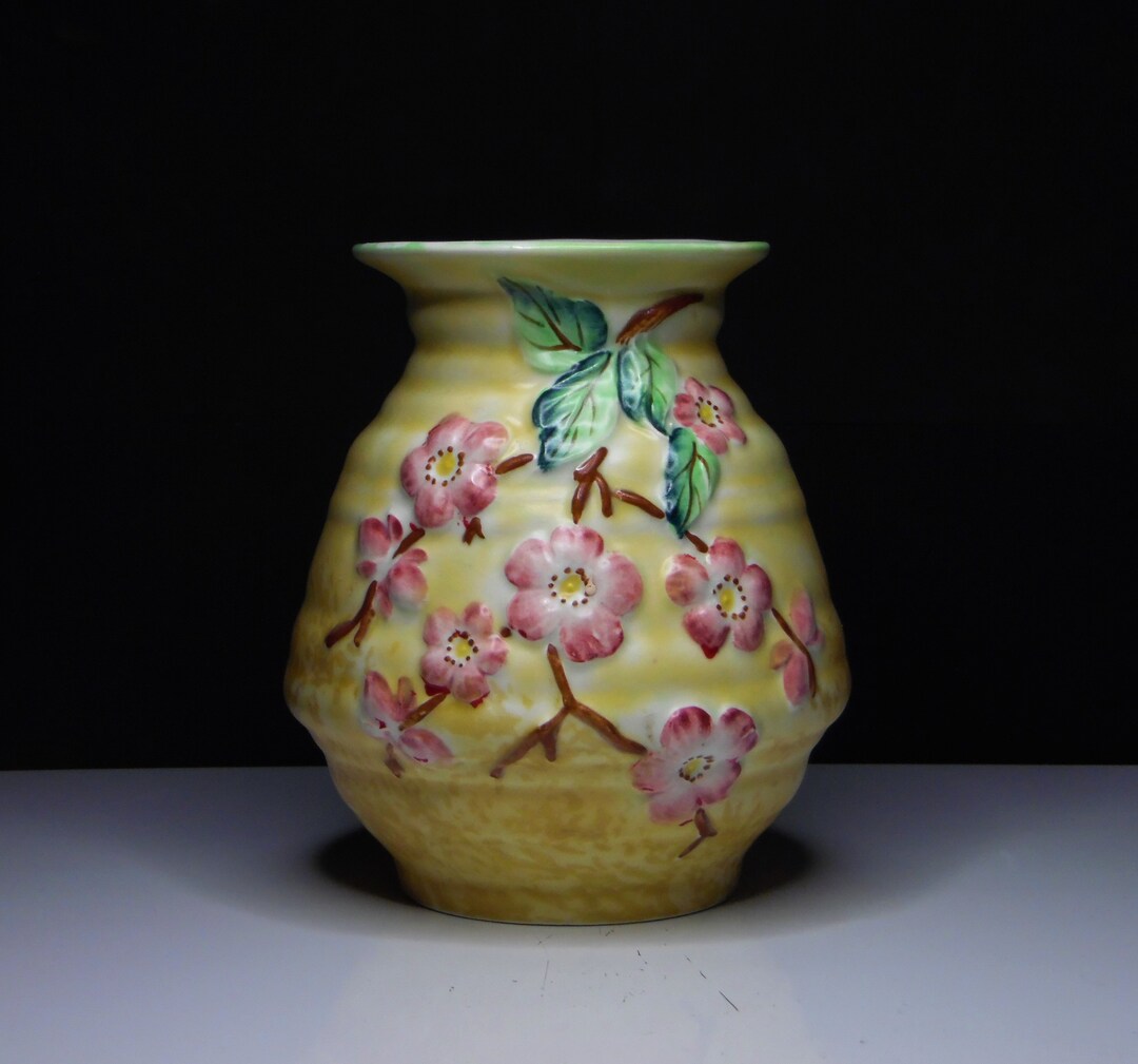 Pottery Vase, Royal Art Pottery Longton England, Apple Blossom on ...