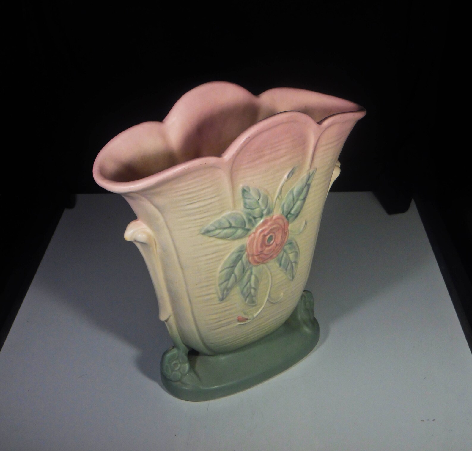 Pottery Vase Hull Art Pottery Open Rose camellia 143 - Etsy