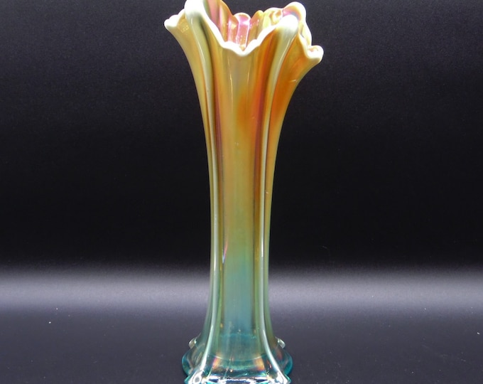 Carnival Glass Stretch Vase, Northwood Glass Company, Four Pillars ...