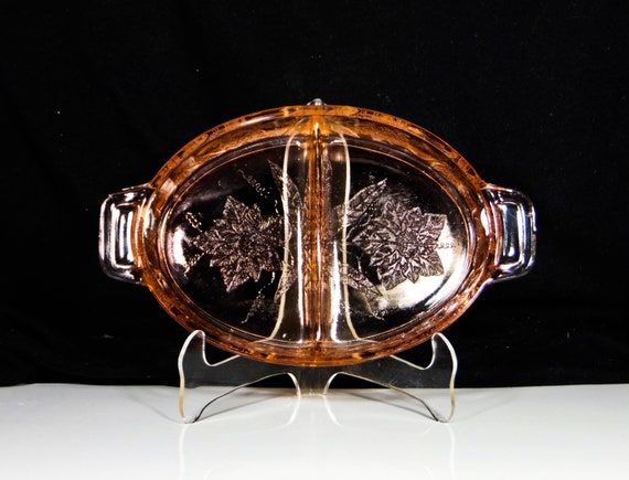 Depression Glass Relish Dish 2 Part Jeannette Glass Company | Etsy