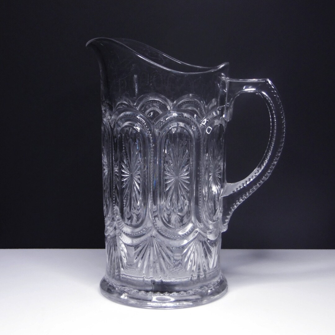 Early American Pressed Glass Water Pitcher, United States Glass Company ...