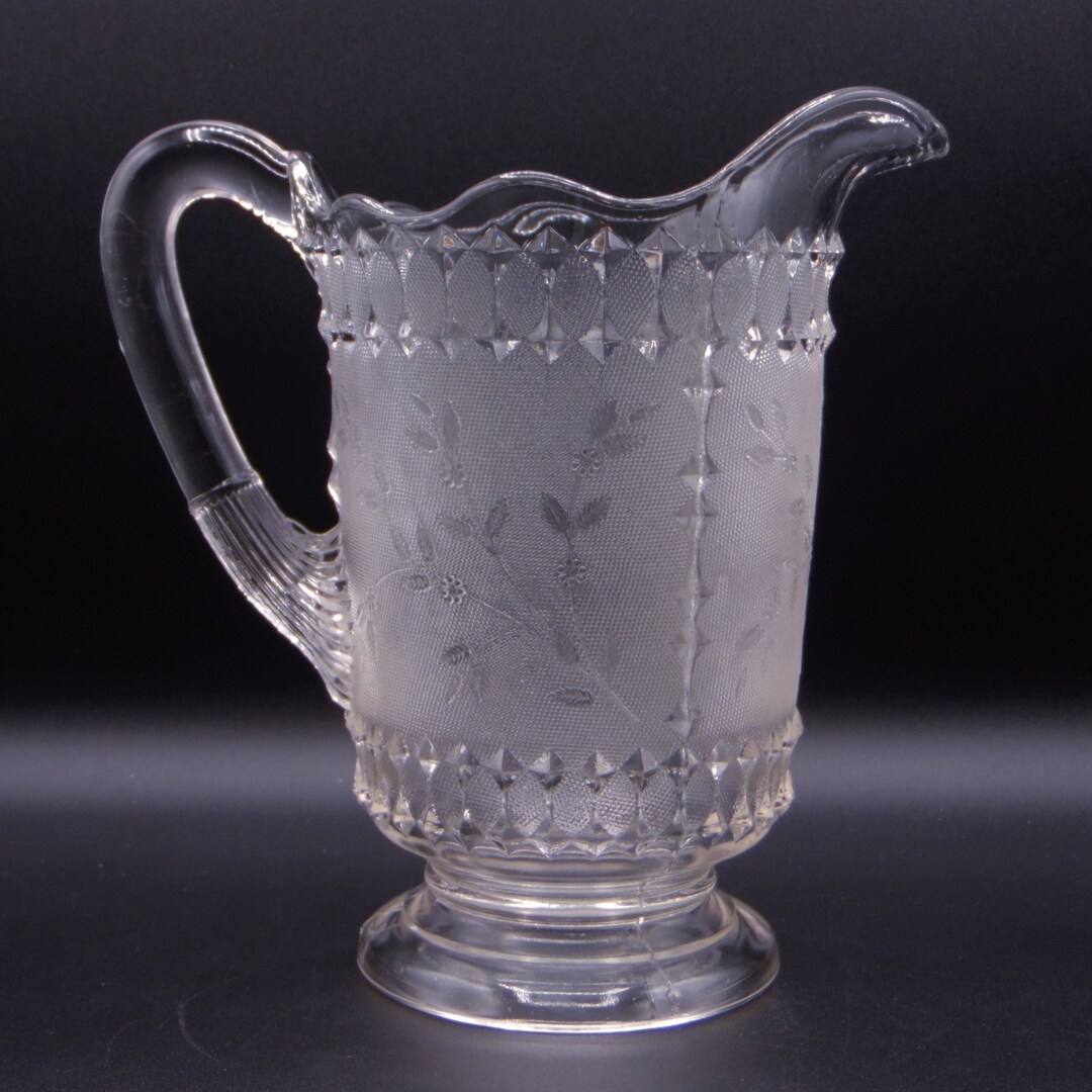 Early American Pressed Glass Water Pitcher, Findlay Glass Company; Dot ...