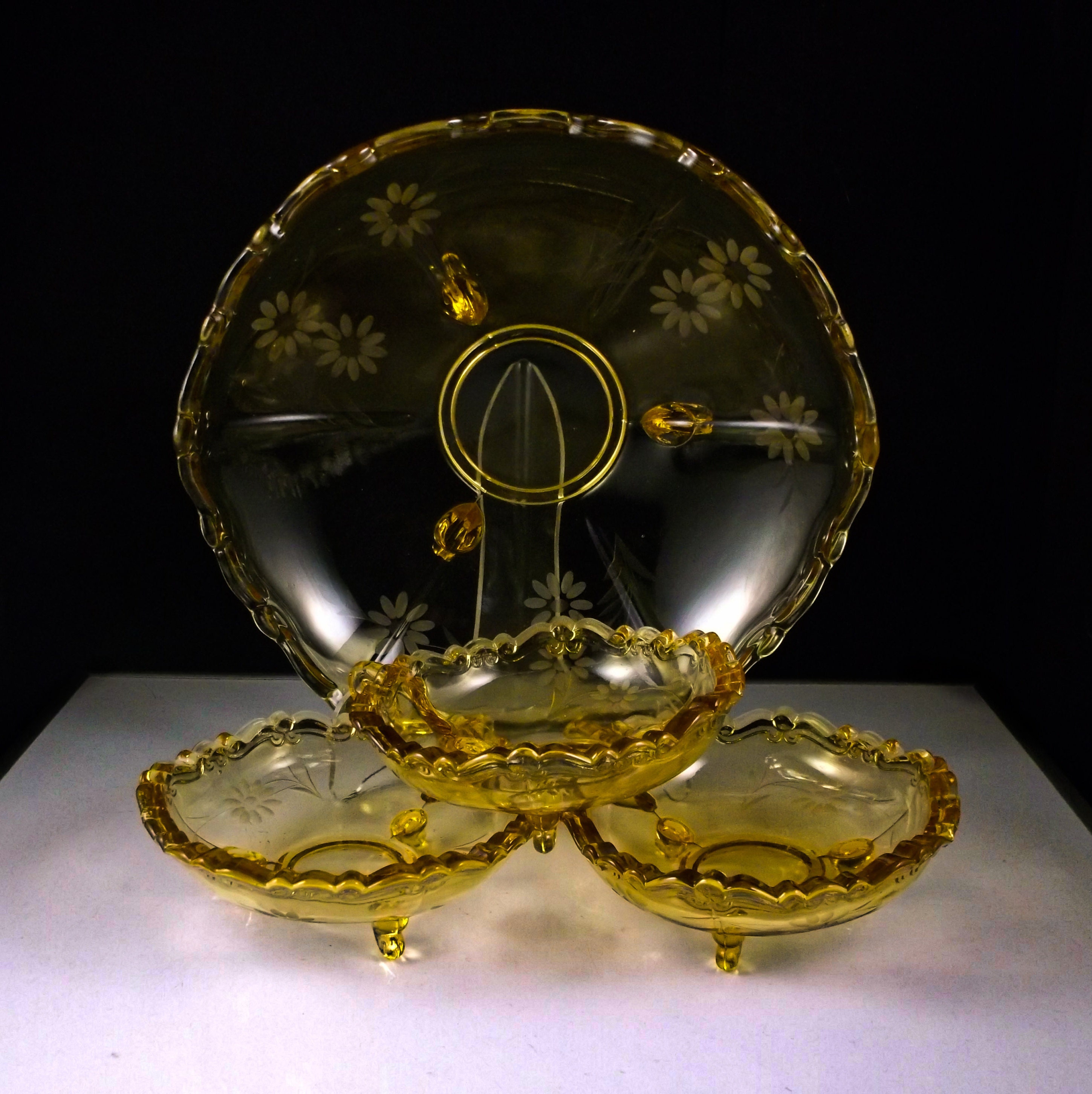 Vintage European Glass Master Berry Bowl w/3 Individual Bowls Fenne ...