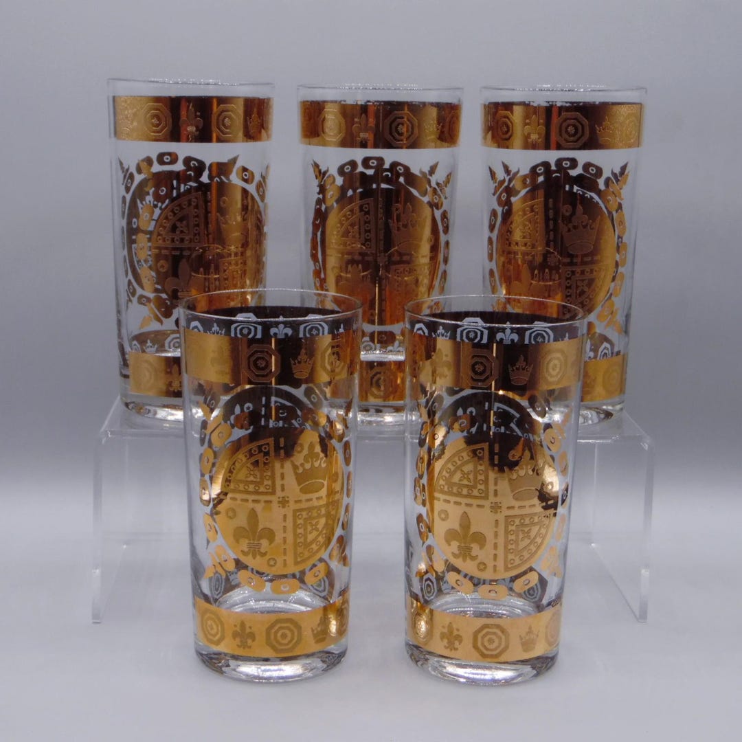 Vintage/mcm Highball Glass, Vito Bari, Gold Crest, 22k Gold, 1960s - Etsy