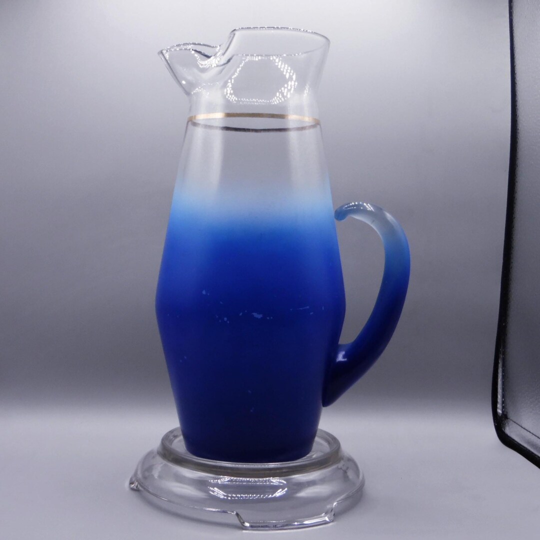 MCM Glass Pitcher, West Virginia Glass Specialty, Blendo, Midnight Blue ...