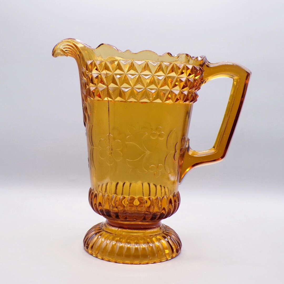 Early American Pressed Glass Water Pitcher, Adams and Company, Adams ...